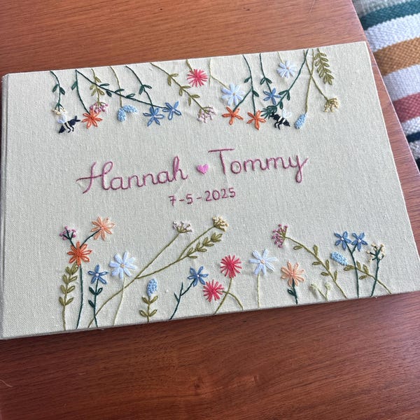 Custom Hand Embroidered Wildflowers Landscape Notebook, Personalized ...