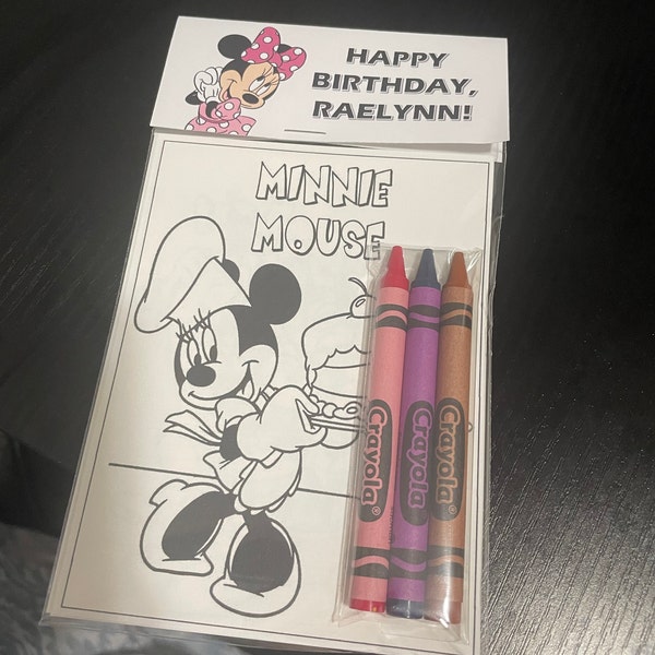 Inspired Minnie Mouse Mini Coloring Pages and Crayons - 1 Bag (1 Child ...