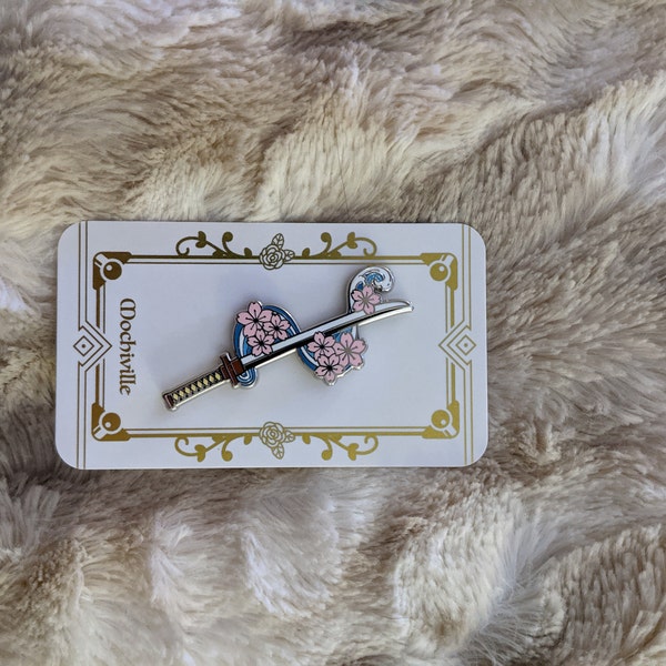 Flowing Sakura Katana Enamel Pin | Large Pin | Hard Enamel Pin | RPG ...