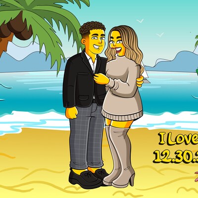 Personalized Simpsons Family Portrait, Custom Simpsons Couple Portrait ...