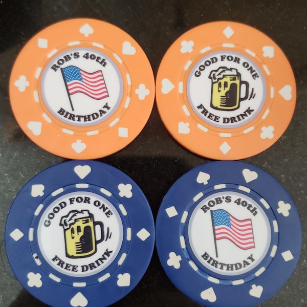 100 Custom Drink Chips, Drink Token, Free Drink, Drink Chips, Poker ...