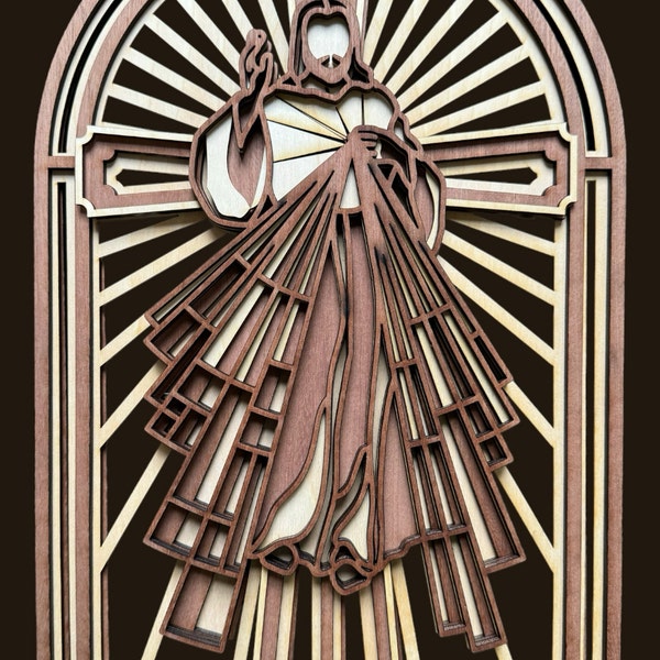 Layered Divine Mercy Laser Cut File 3D Multilayer Cross Layered Jesus ...