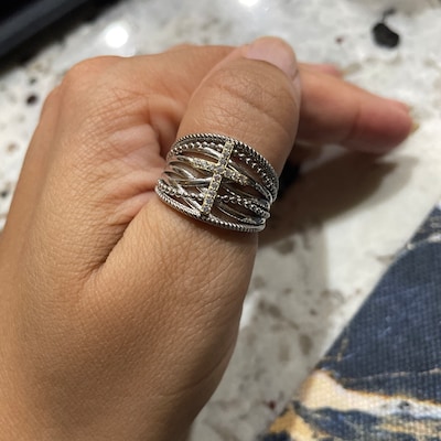 Aria Spinner Ring Handmade 925 Sterling Silver and 14K Yellow Gold Handmade Anxiety Spinner Ring ...