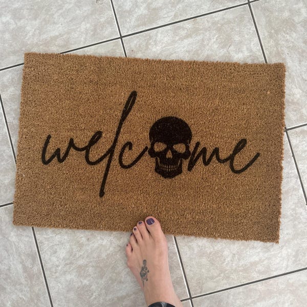 Welcome Skeleton Halloween Doormat, Halloween Welcome Mat, Fall Decor ...