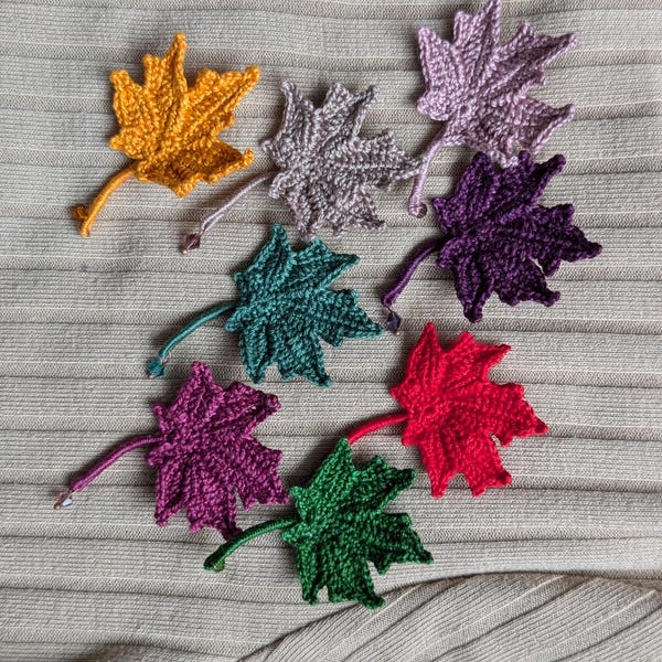 Crochet Autumn Leaves, Fall Leaves, Small Maple Leaf Crochet Pattern ...