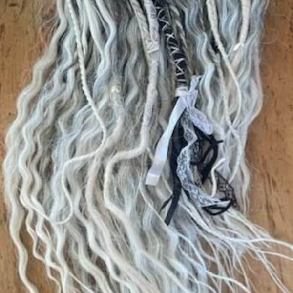 Sugar Mountain Ombre Synthetic Dreadlocks: Black, Gray & White ...