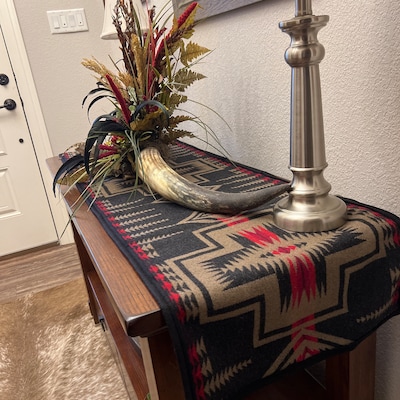 Tribal Wool Table Runner-harding-black and Cream Southwestern Runner ...