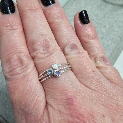 Birthstone Ring. ONE Stackable Birthstone Gemstone Ring. Sterling ...