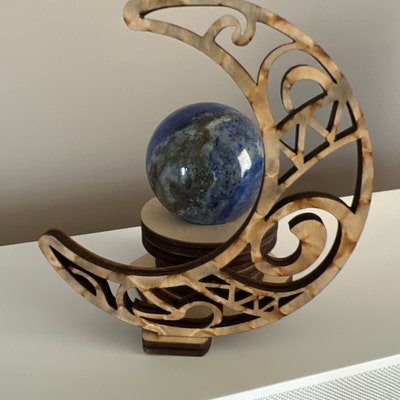 Crescent Moon Sphere Stand / Quality Handmade/ Wooden/ Crystal Ball ...