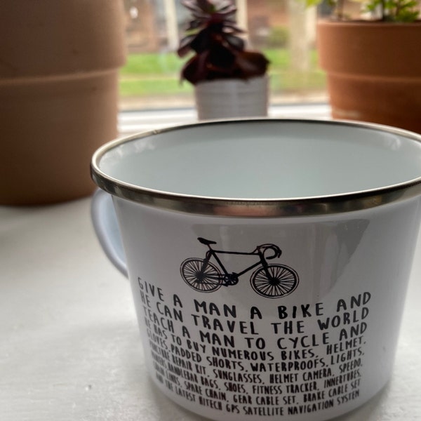 Cyclists Personalised Enamel Mug - Etsy
