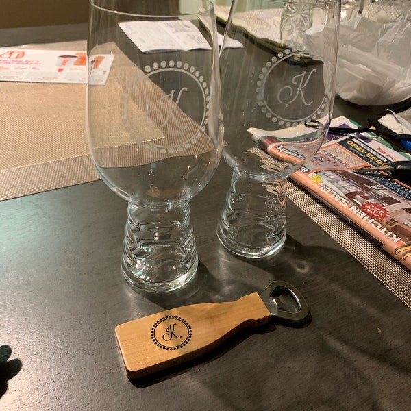 Personalized IPA Beer Glass With Monogram Design Options & Font ...