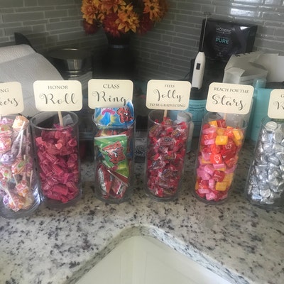 8 Handmade Graduation Candy Jar Signs / Graduation Party Favor - Etsy