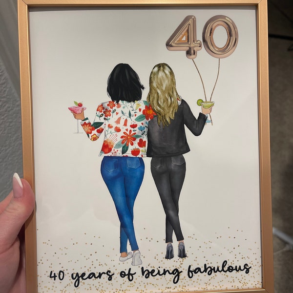40th Birthday Best Friend, 40 Years of Being Fabulous, 40 Birthday Gift ...