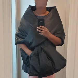 Cape Around Shoulders Wrap With 2 Pockets. Woman's Large Scarf Puffer ...