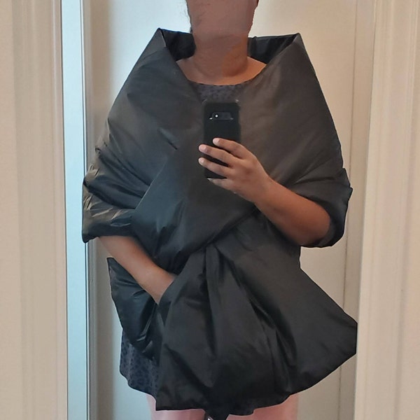 Cape Around Shoulders Wrap. Woman's Large Scarf Puffer 20x80in With 2 ...