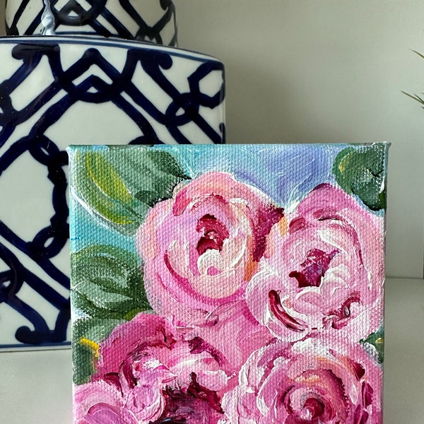Mini Canvas Painting/roses/ Original Artwork - Etsy