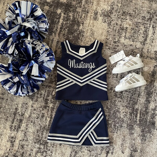 Navy Cheer Uniform, Customized Cheerleading Uniform, Girls Cheer ...