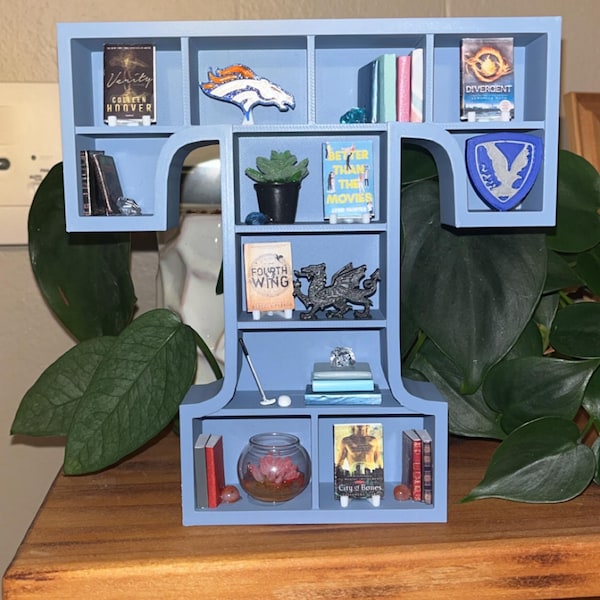 Custom Initial Bookshelf: Miniature Letter Bookcase, Personalized Decor ...