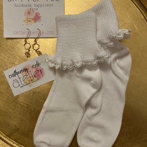 PROMOTIONAL Quality USA Made Lace Cuff Ankle Socks White Cute Bobby ...