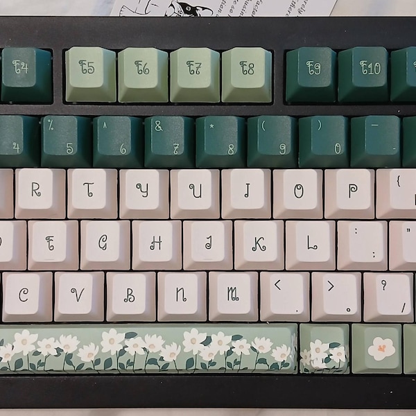 131 Keys Sunset Glow Keycap Set, Floral Keycap Set, Cherry Profile ...