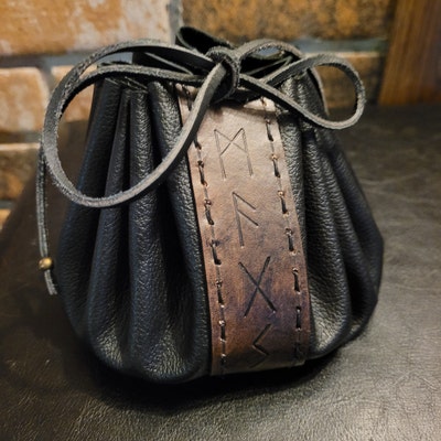 Leather Rune Pouch Bag, Customizable Choose Your Rune Inscription /F ...