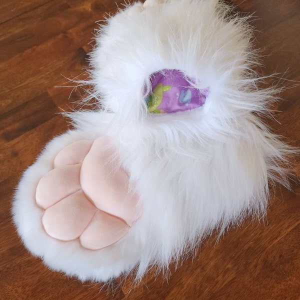Faux Fur Paws Chunky Paws in White and Baby Pink Fursuit Partial ...