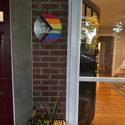 Pride Welcome Wooden Door Hanger All Wood Laser Cut LGBTQ Pride Door ...
