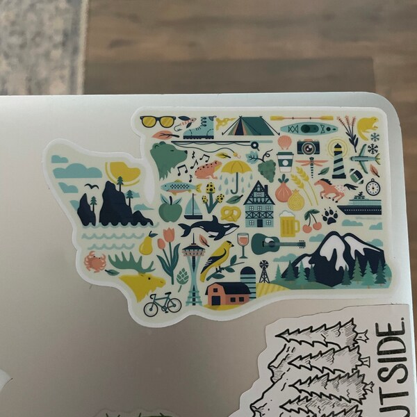 Washington State Sticker, Weatherproof Vinyl Sticker, Laptop Sticker ...
