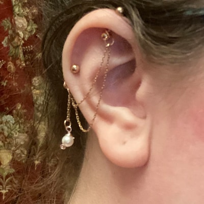 Barbell Industriel or Rose, Boucle D'oreille Barre Industrielle, Avec ...