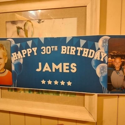 Personalised 30th Happy Birthday Banner 30th Birthday Decorations Happy ...