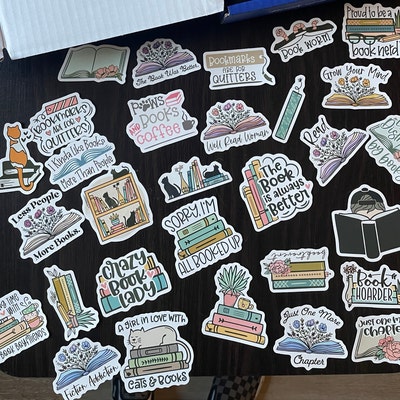 30 PCS Book and Cat Mix Vinyl Sticker Pack Love Reading Vinyl Stickers ...