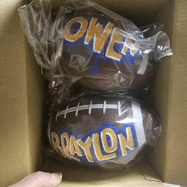 Personalized Hand-painted Mini Footballs - Custom Name Sports Gifts ...