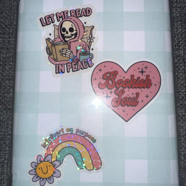 Introvert on Purpose Sticker, Cute Rainbow Kindle, Sparkly Laminated ...