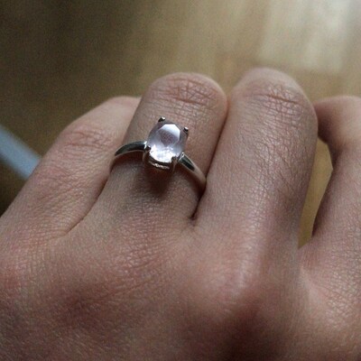 Rose Quartz Ring, Natural Rose Quartz, Solitaire Ring, Dainty Ring ...