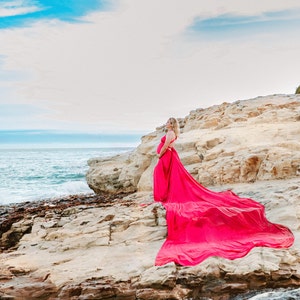 Red Flying Dress Long Flying Dress for Photoshoot Flyaway Dress Fly ...