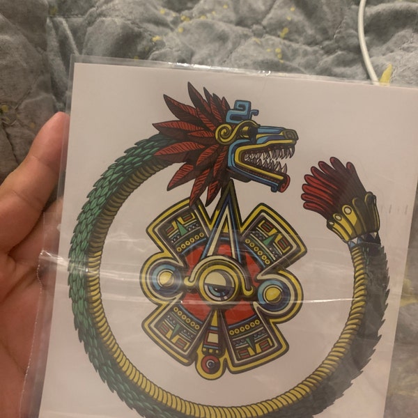 Aztec Ouroboros Quetzalcoatl God Sticker - Aztec Mythology Symbol ...