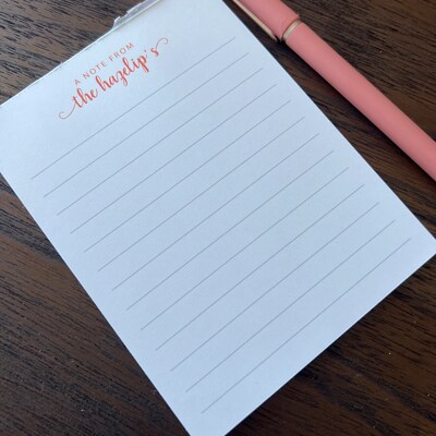 Personalized Notepad, A Note From Elegant Script Notepad, Calligraphy ...