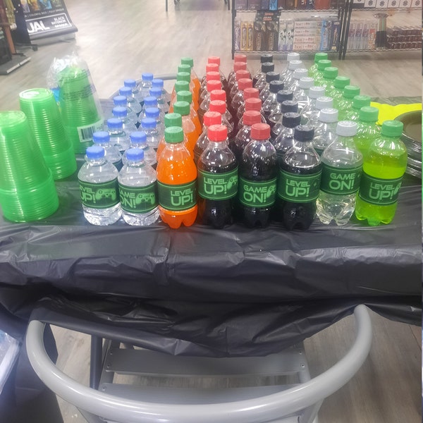 Gamer Party Drink Water Bottle Wrapper Labels Video Game Party Gaming ...