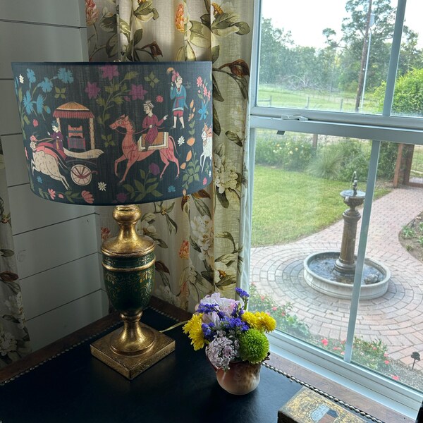 Parrot Swing Lamp Shade on Gold - Large Lamp Shade With Gold Lining ...
