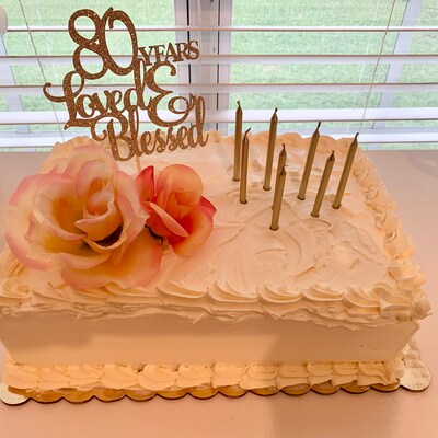 Glitter 80 Years Loved, Cake Topper. Eighty Cake Topper. 80th Birthday ...