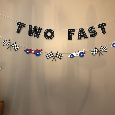Two Fast Banner Second Birthday Banner Racecar Birthday Second Birthday ...