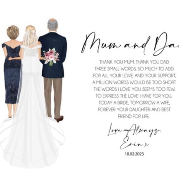 Parents of the Bride Print, Gift to Parents of the Bride, Wedding Poem ...