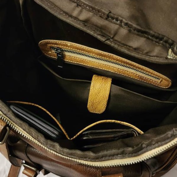 Handmade Distressed Leather Backpack, Oversized Backpack, Weekend ...