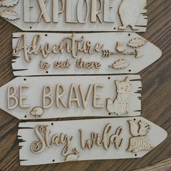 Blank Craft Kit Laser Cut Wooden MDF Direction Sign Theme Room Door ...