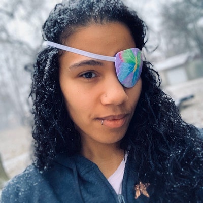 Woman's Handmade Eye Patch, blue Butterfly Made From 100% Cotton/vision ...