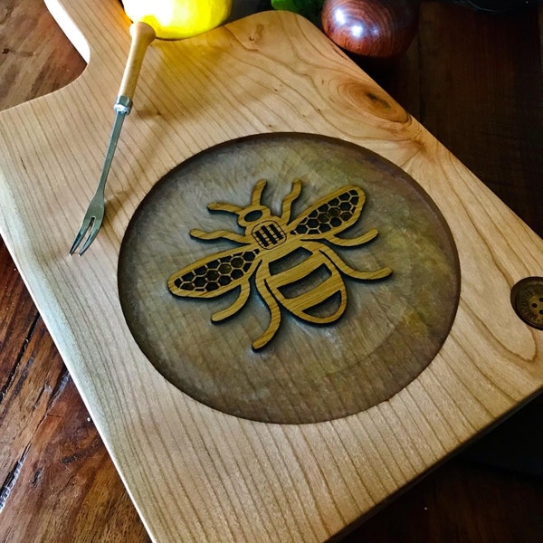 Manchester Bee Coaster - Oak Wood Coaster - Honeycomb Wings ...