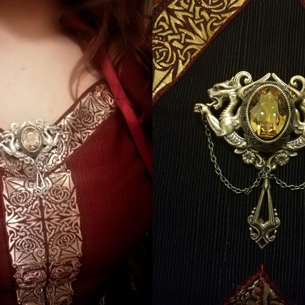 Dragon Pin , Dragon Brooch , Cloak Pin , Medieval Scarf Pin ...