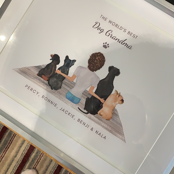 Couple and Dog Print, Family Dog Portrait, Mothers Day Gift From the ...