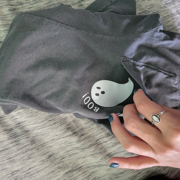 Cute Ghost Pocket Tee, Halloween Shirts for Women, Cute Halloween Shirt ...
