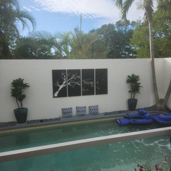 Metal Privacy Panel Set, Windy Tree, Decorative Panels, Outdoor Garden ...